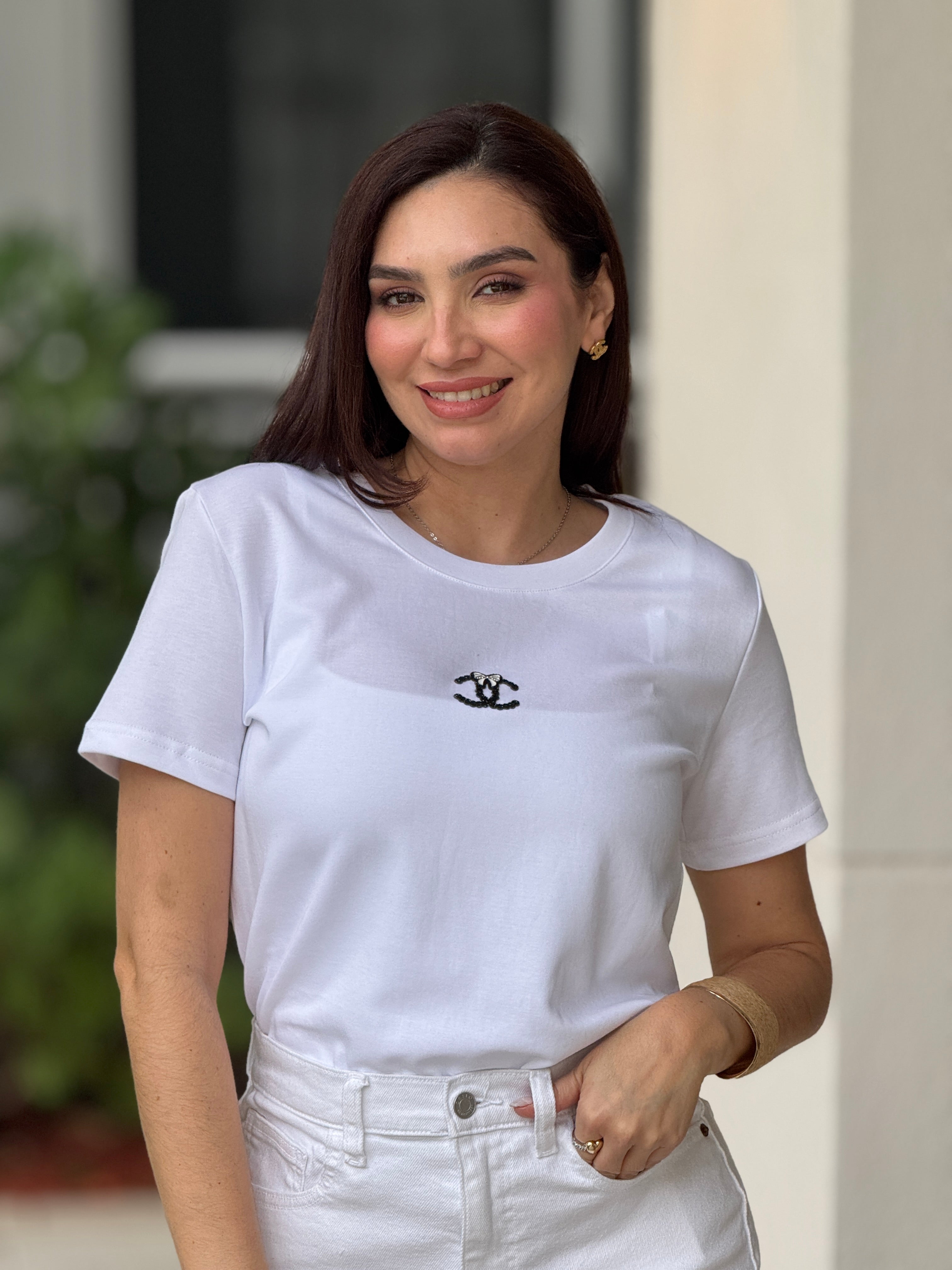 Cece Bow White T-shirt – Calipso Miami